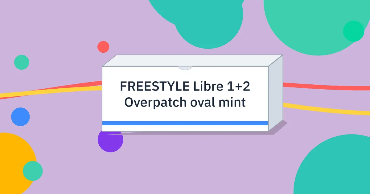 Symbolbild: Packung mit der Aufschrift FREESTYLE Libre 1+2 Overpatch oval mint (PZN 19864335) – Verfügbarkeit und Bezug in Apotheken in Frankfurt am Main