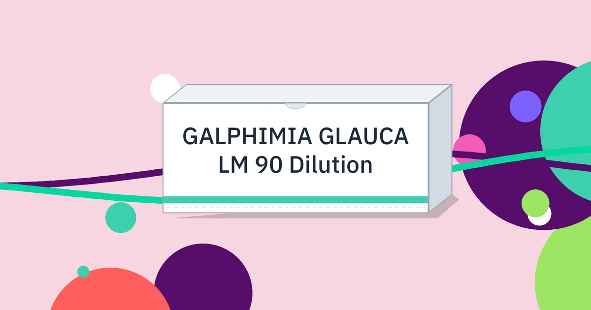 Symbolbild: Packung mit der Aufschrift GALPHIMIA GLAUCA LM 90 Dilution (PZN 12875577) – Verfügbarkeit und Bezug in Apotheken in Frankfurt am Main