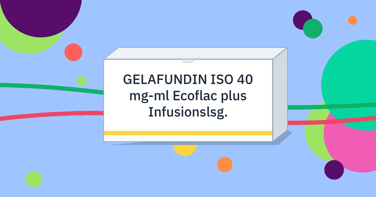 Symbolbild: Packung mit der Aufschrift GELAFUNDIN ISO 40 mg-ml Ecoflac plus Infusionslsg. (PZN 10080299) – Verfügbarkeit und Bezug in Apotheken in Frankfurt am Main