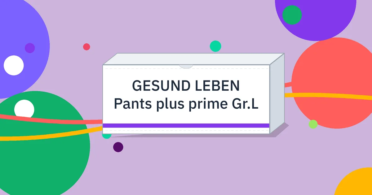 Symbolbild: Packung mit der Aufschrift GESUND LEBEN Pants plus prime Gr.L (PZN 04962084) – Verfügbarkeit und Bezug in Apotheken in Frankfurt am Main