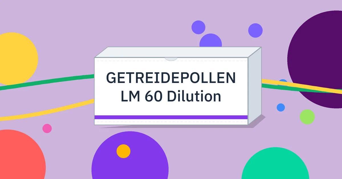 Symbolbild: Packung mit der Aufschrift GETREIDEPOLLEN LM 60 Dilution (PZN 12877872) – Verfügbarkeit und Bezug in Apotheken in Frankfurt am Main