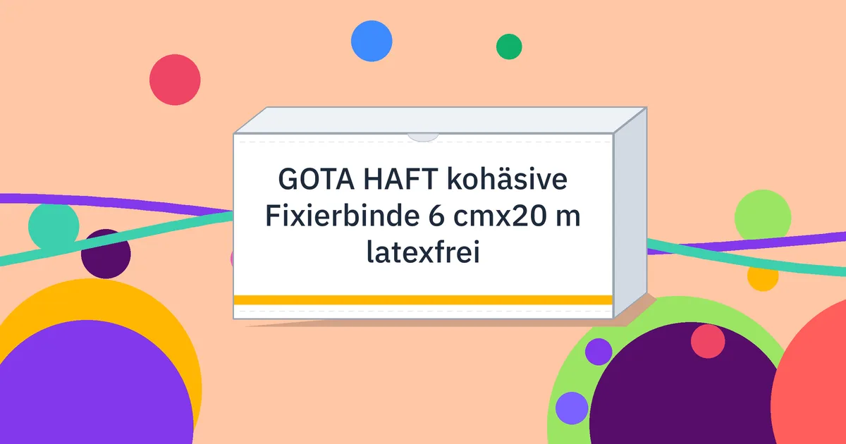 Symbolbild: Packung mit der Aufschrift GOTA HAFT kohäsive Fixierbinde 6 cmx20 m latexfrei (PZN 09537380) – Verfügbarkeit und Bezug in Apotheken in Frankfurt am Main