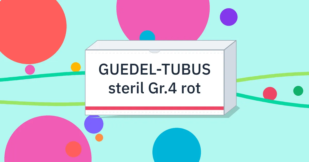 Symbolbild: Packung mit der Aufschrift GUEDEL-TUBUS steril Gr.4 rot (PZN 13833078) – Verfügbarkeit und Bezug in Apotheken in Frankfurt am Main