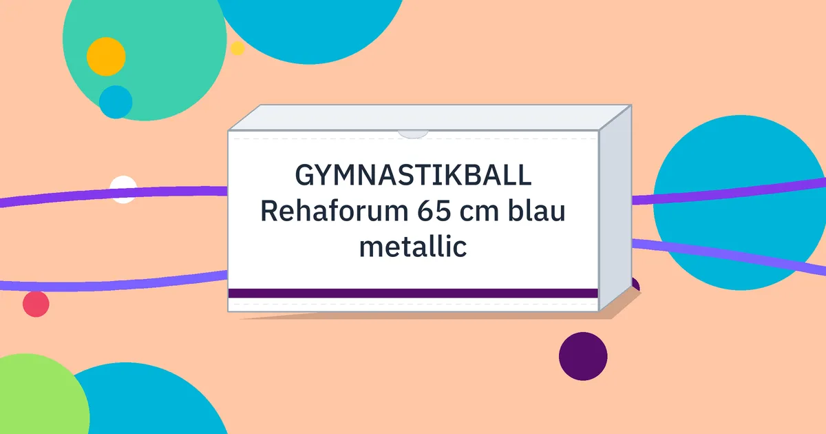Symbolbild: Packung mit der Aufschrift GYMNASTIKBALL Rehaforum 65 cm blau metallic (PZN 02716493) – Verfügbarkeit und Bezug in Apotheken in Frankfurt am Main