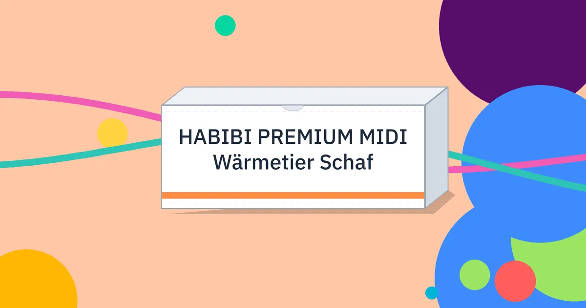 Symbolbild: Packung mit der Aufschrift HABIBI PREMIUM MIDI Wärmetier Schaf (PZN 20044608) – Verfügbarkeit und Bezug in Apotheken in Frankfurt am Main