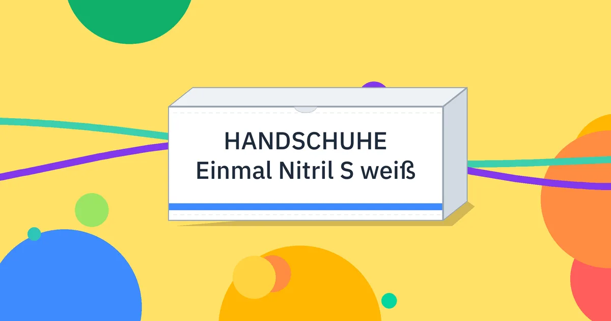 Symbolbild: Packung mit der Aufschrift HANDSCHUHE Einmal Nitril S weiß (PZN 08439617) – Verfügbarkeit und Bezug in Apotheken in Frankfurt am Main