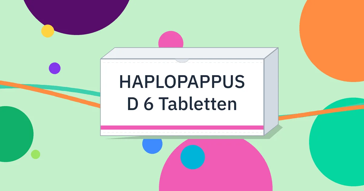 Symbolbild: Packung mit der Aufschrift HAPLOPAPPUS D 6 Tabletten (PZN 04219586) – Verfügbarkeit und Bezug in Apotheken in Frankfurt am Main