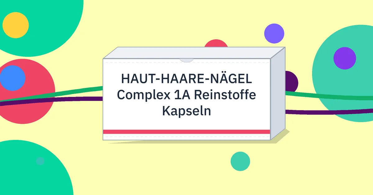 Symbolbild: Packung mit der Aufschrift HAUT-HAARE-NÄGEL Complex 1A Reinstoffe Kapseln (PZN 14039520) – Verfügbarkeit und Bezug in Apotheken in Frankfurt am Main