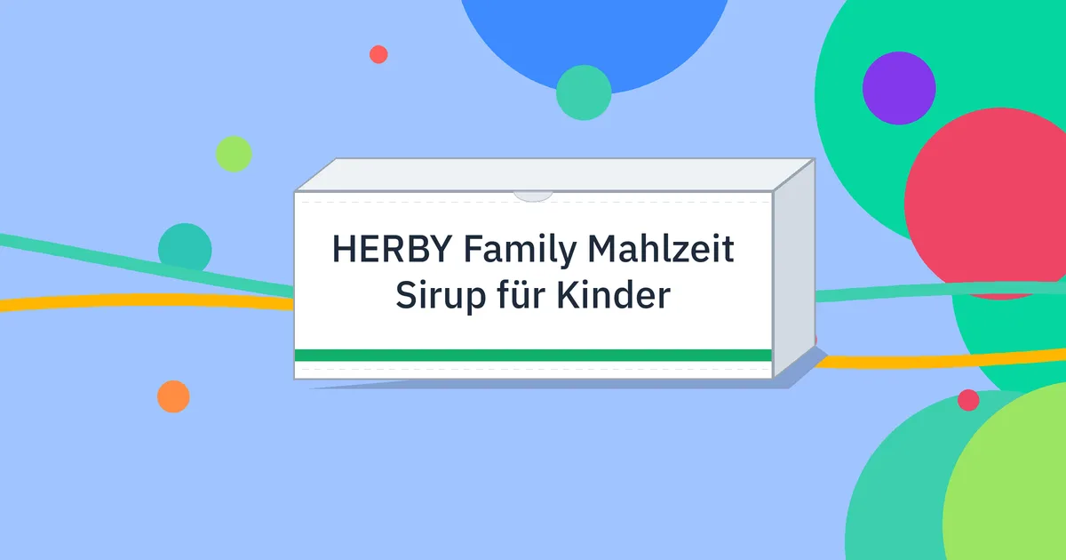 Symbolbild: Packung mit der Aufschrift HERBY Family Mahlzeit Sirup für Kinder (PZN 19114226) – Verfügbarkeit und Bezug in Apotheken in Frankfurt am Main