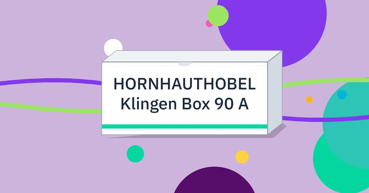 Symbolbild: Packung mit der Aufschrift HORNHAUTHOBEL Klingen Box 90 A (PZN 19283673) – Verfügbarkeit und Bezug in Apotheken in Frankfurt am Main