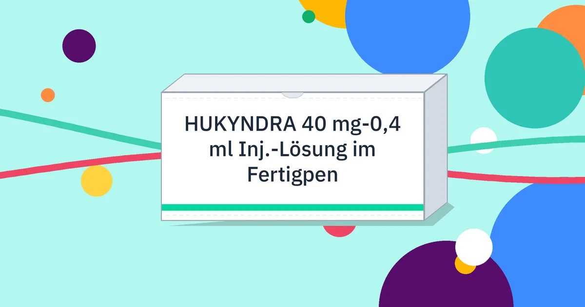 Symbolbild: Packung mit der Aufschrift HUKYNDRA 40 mg-0,4 ml Inj.-Lösung im Fertigpen (PZN 20197111) – Verfügbarkeit und Bezug in Apotheken in Frankfurt am Main
