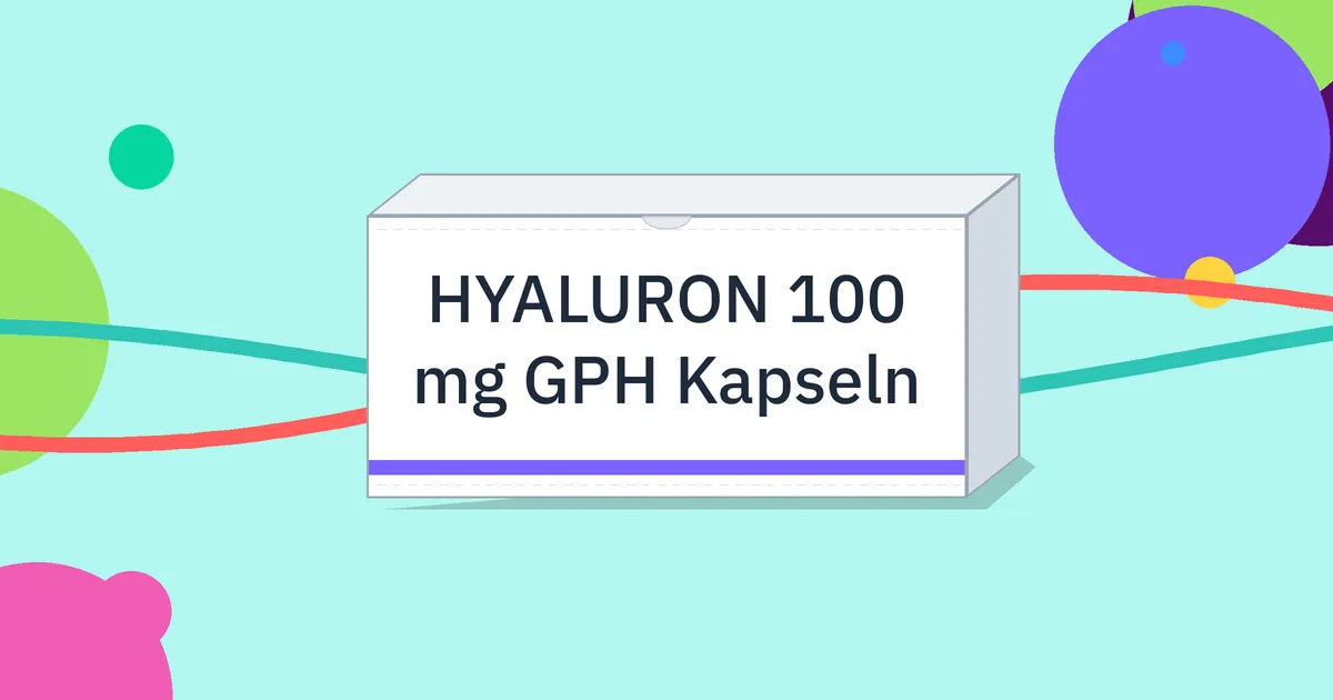 Symbolbild: Packung mit der Aufschrift HYALURON 100 mg GPH Kapseln (PZN 09324069) – Verfügbarkeit und Bezug in Apotheken in Frankfurt am Main