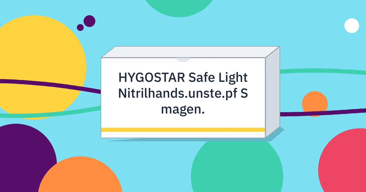 Symbolbild: Packung mit der Aufschrift HYGOSTAR Safe Light Nitrilhands.unste.pf S magen. (PZN 20773394) – Verfügbarkeit und Bezug in Apotheken in Frankfurt am Main
