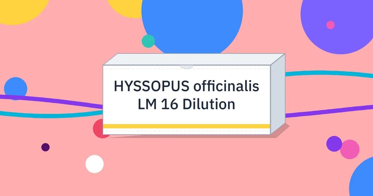 Symbolbild: Packung mit der Aufschrift HYSSOPUS officinalis LM 16 Dilution (PZN 13558212) – Verfügbarkeit und Bezug in Apotheken in Frankfurt am Main