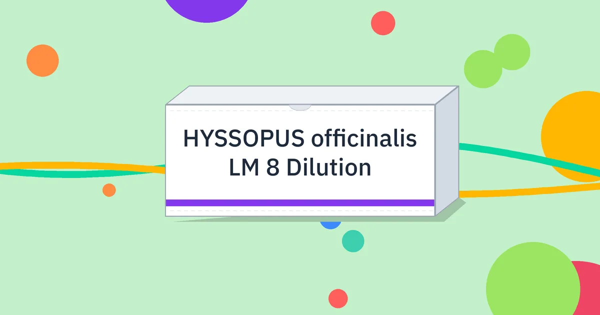 Symbolbild: Packung mit der Aufschrift HYSSOPUS officinalis LM 8 Dilution (PZN 13558117) – Verfügbarkeit und Bezug in Apotheken in Frankfurt am Main