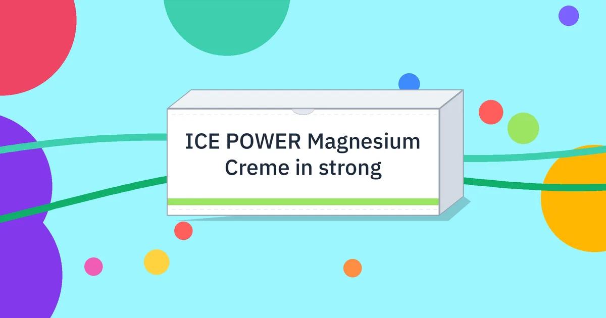 Symbolbild: Packung mit der Aufschrift ICE POWER Magnesium Creme in strong (PZN 16003638) – Verfügbarkeit und Bezug in Apotheken in Frankfurt am Main