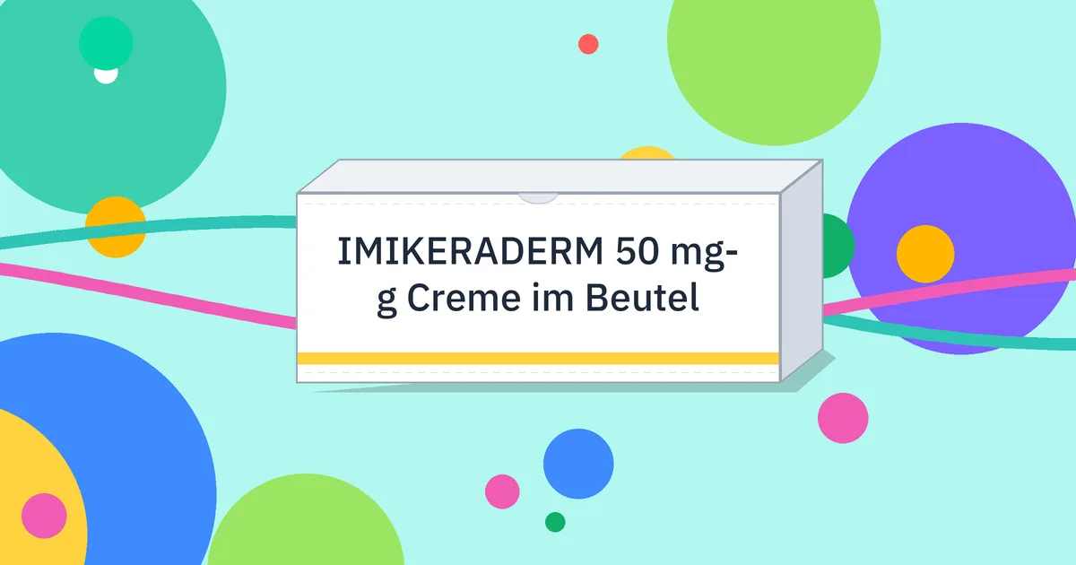 Symbolbild: Packung mit der Aufschrift IMIKERADERM 50 mg-g Creme im Beutel (PZN 17483238) – Verfügbarkeit und Bezug in Apotheken in Frankfurt am Main