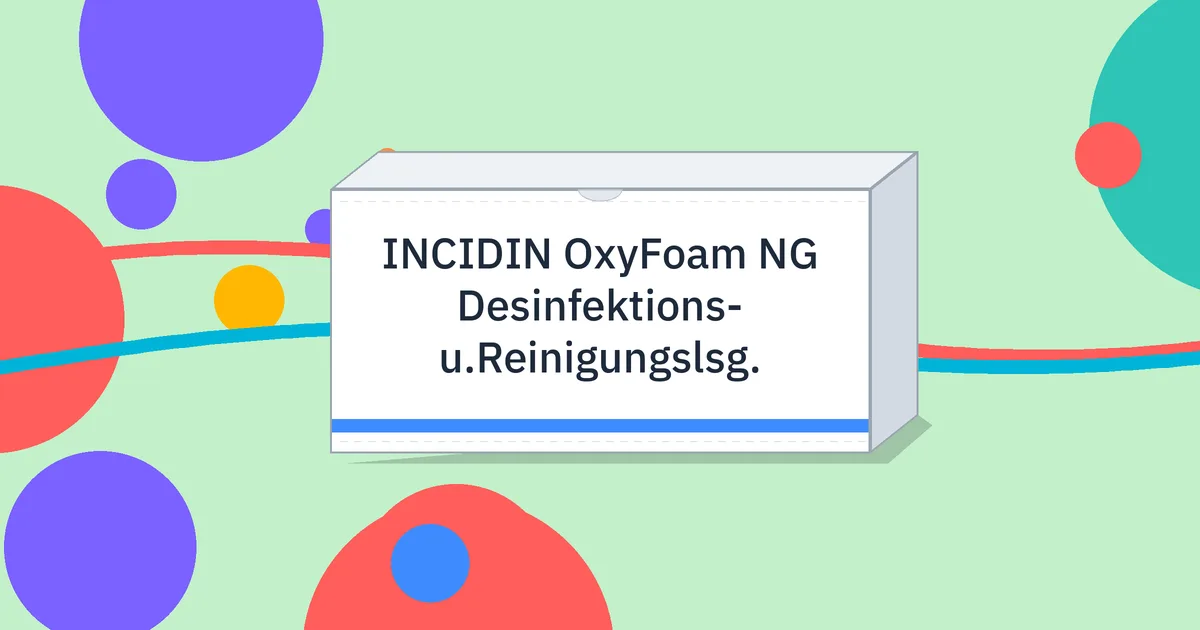 Symbolbild: Packung mit der Aufschrift INCIDIN OxyFoam NG Desinfektions- u.Reinigungslsg. (PZN 18037469) – Verfügbarkeit und Bezug in Apotheken in Frankfurt am Main