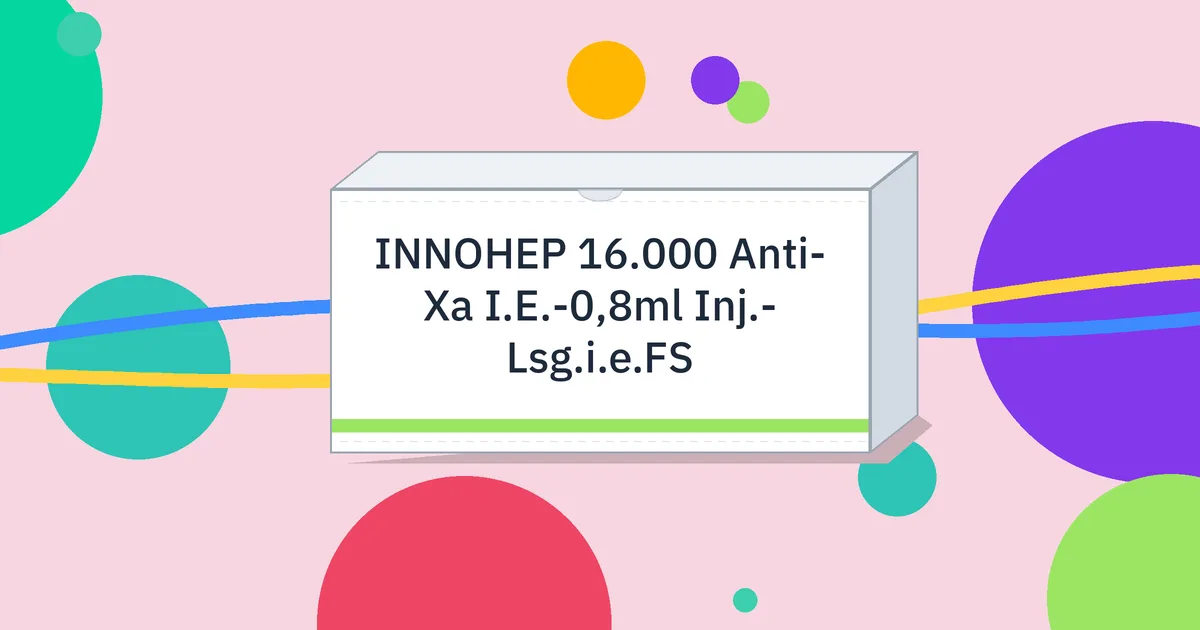 Symbolbild: Packung mit der Aufschrift INNOHEP 16.000 Anti-Xa I.E.-0,8ml Inj.-Lsg.i.e.FS (PZN 15234844) – Verfügbarkeit und Bezug in Apotheken in Frankfurt am Main