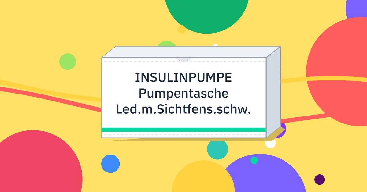 Symbolbild: Packung mit der Aufschrift INSULINPUMPE Pumpentasche Led.m.Sichtfens.schw. (PZN 00637571) – Verfügbarkeit und Bezug in Apotheken in Frankfurt am Main