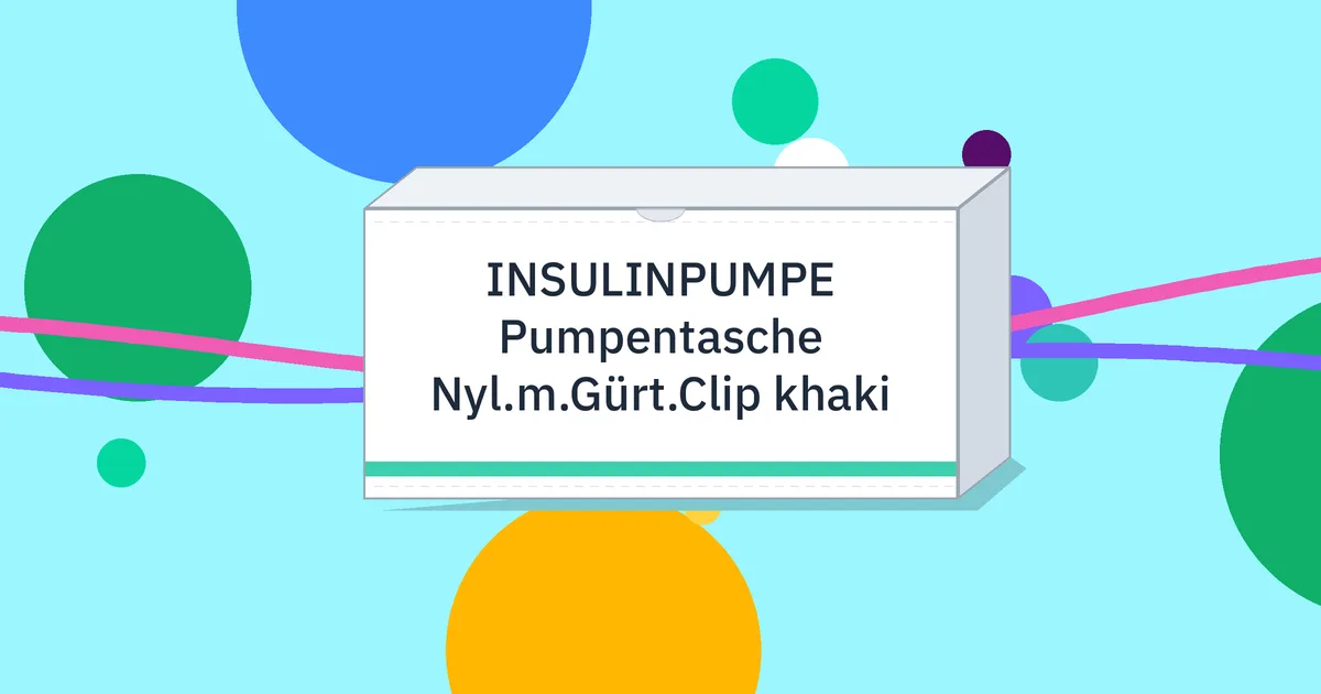 Symbolbild: Packung mit der Aufschrift INSULINPUMPE Pumpentasche Nyl.m.Gürt.Clip khaki (PZN 00637654) – Verfügbarkeit und Bezug in Apotheken in Frankfurt am Main