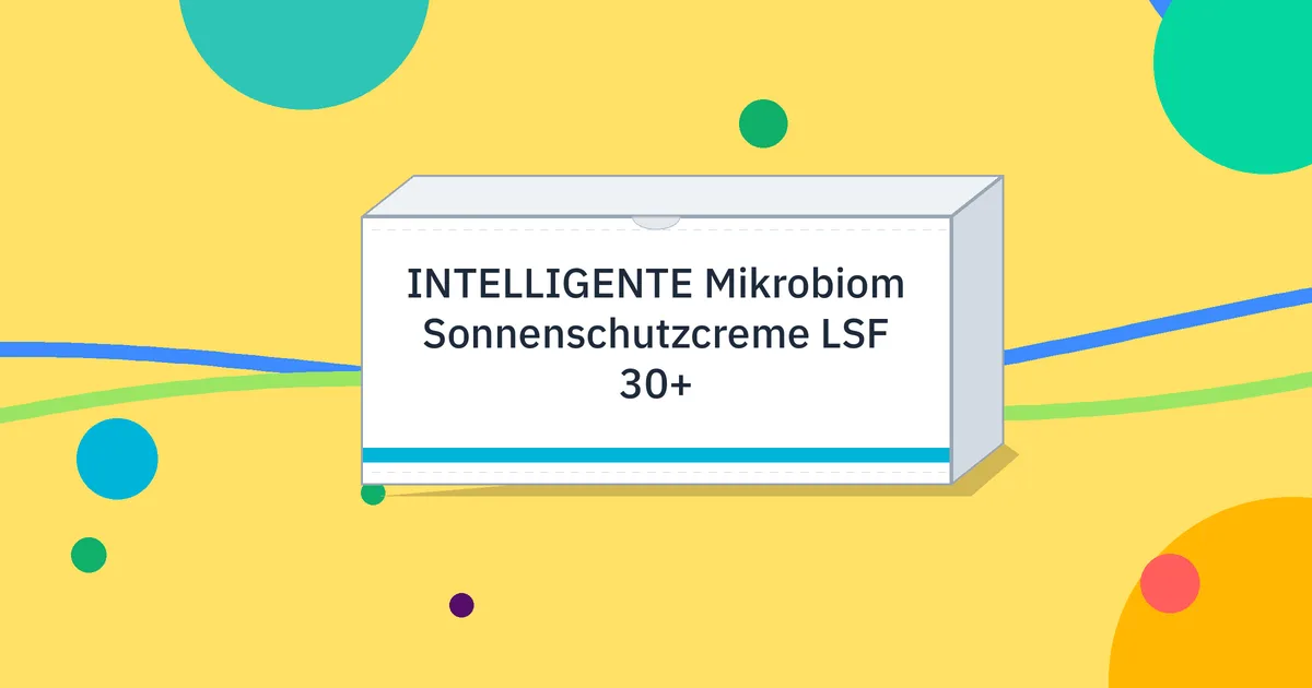 Symbolbild: Packung mit der Aufschrift INTELLIGENTE Mikrobiom Sonnenschutzcreme LSF 30+ (PZN 19995698) – Verfügbarkeit und Bezug in Apotheken in Frankfurt am Main