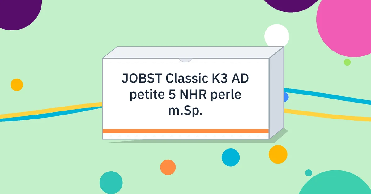 Symbolbild: Packung mit der Aufschrift JOBST Classic K3 AD petite 5 NHR perle m.Sp. (PZN 13069849) – Verfügbarkeit und Bezug in Apotheken in Frankfurt am Main