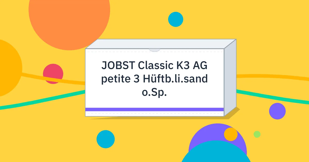 Symbolbild: Packung mit der Aufschrift JOBST Classic K3 AG petite 3 Hüftb.li.sand o.Sp. (PZN 13074431) – Verfügbarkeit und Bezug in Apotheken in Frankfurt am Main