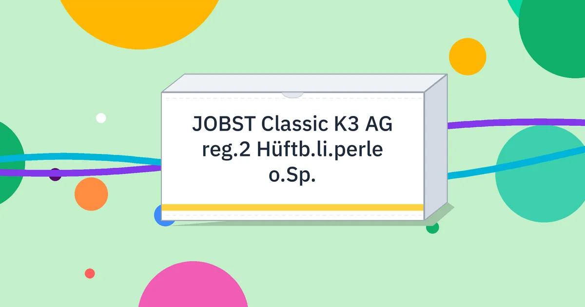 Symbolbild: Packung mit der Aufschrift JOBST Classic K3 AG reg.2 Hüftb.li.perle o.Sp. (PZN 13075525) – Verfügbarkeit und Bezug in Apotheken in Frankfurt am Main