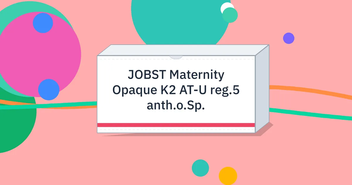 Symbolbild: Packung mit der Aufschrift JOBST Maternity Opaque K2 AT-U reg.5 anth.o.Sp. (PZN 15856385) – Verfügbarkeit und Bezug in Apotheken in Frankfurt am Main