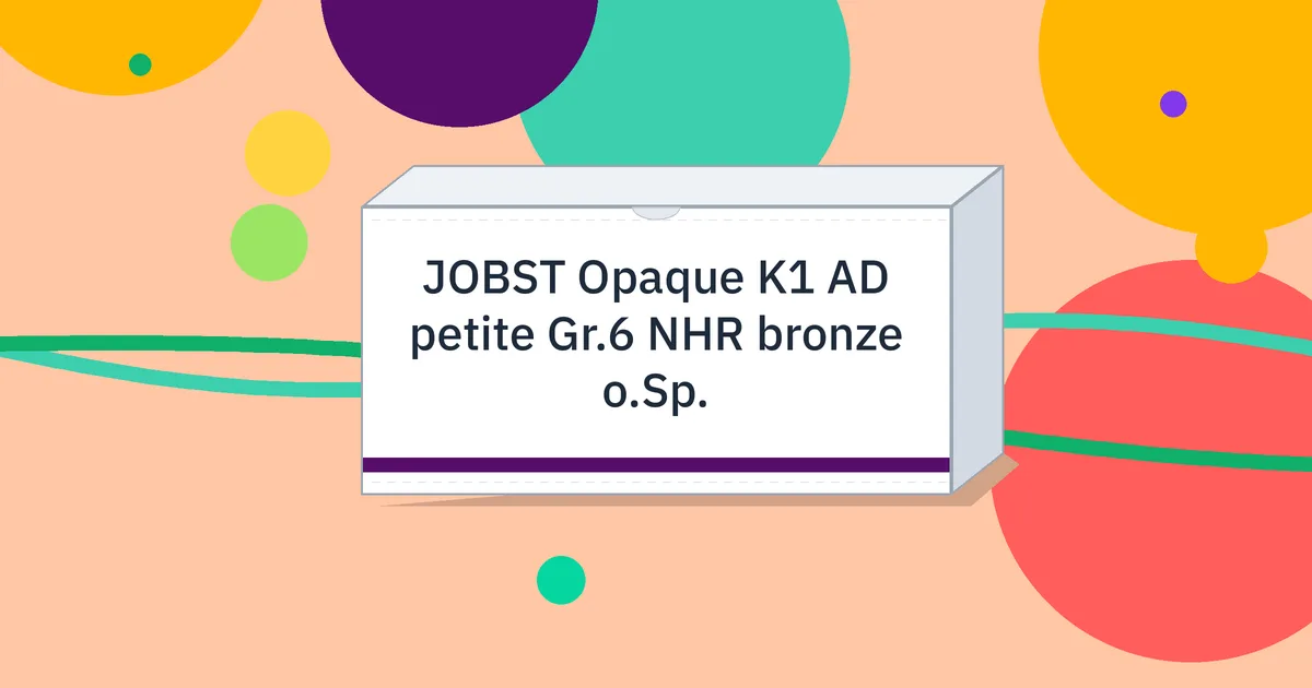 Symbolbild: Packung mit der Aufschrift JOBST Opaque K1 AD petite Gr.6 NHR bronze o.Sp. (PZN 13080058) – Verfügbarkeit und Bezug in Apotheken in Frankfurt am Main