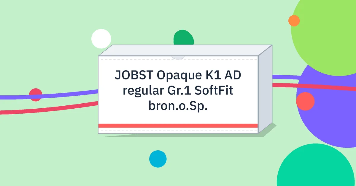 Symbolbild: Packung mit der Aufschrift JOBST Opaque K1 AD regular Gr.1 SoftFit bron.o.Sp. (PZN 13082821) – Verfügbarkeit und Bezug in Apotheken in Frankfurt am Main