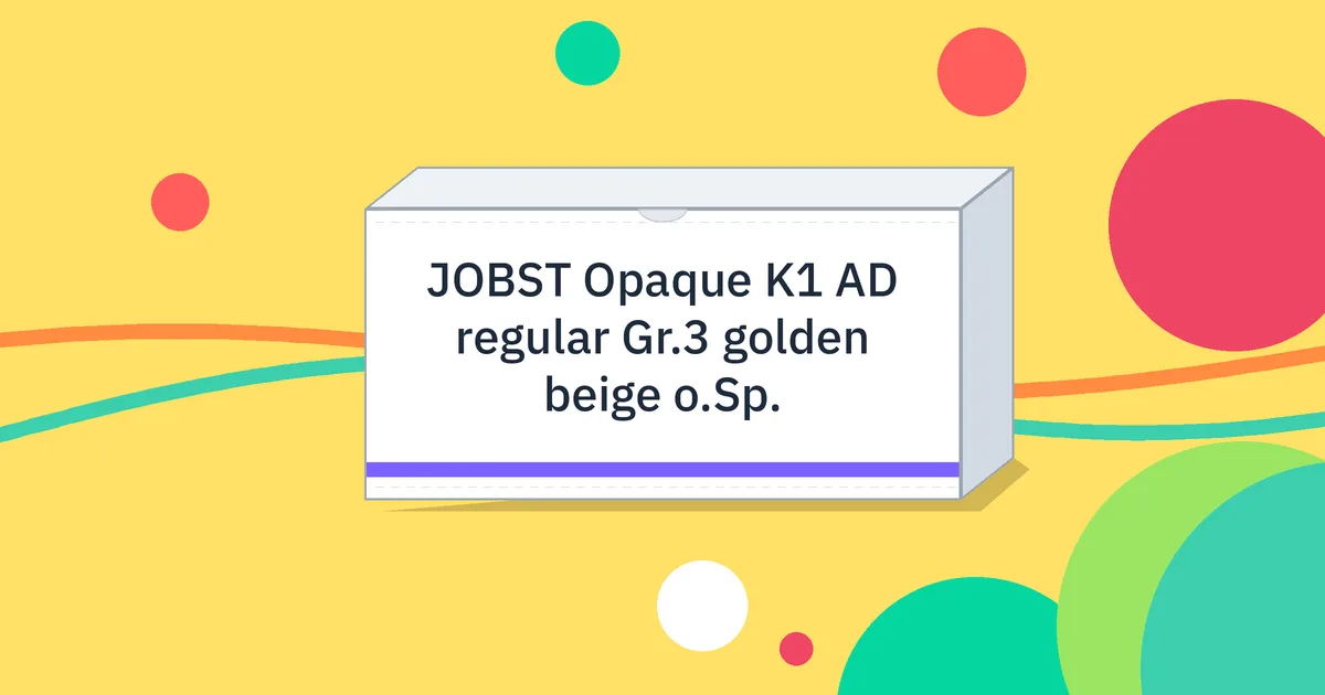 Symbolbild: Packung mit der Aufschrift JOBST Opaque K1 AD regular Gr.3 golden beige o.Sp. (PZN 16262570) – Verfügbarkeit und Bezug in Apotheken in Frankfurt am Main