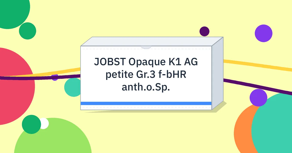 Symbolbild: Packung mit der Aufschrift JOBST Opaque K1 AG petite Gr.3 f-bHR anth.o.Sp. (PZN 16271310) – Verfügbarkeit und Bezug in Apotheken in Frankfurt am Main
