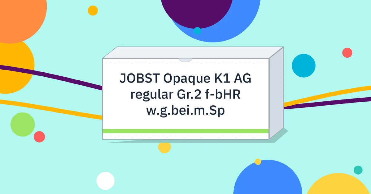 Symbolbild: Packung mit der Aufschrift JOBST Opaque K1 AG regular Gr.2 f-bHR w.g.bei.m.Sp (PZN 16265605) – Verfügbarkeit und Bezug in Apotheken in Frankfurt am Main
