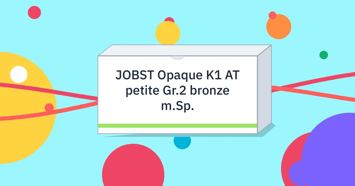 Symbolbild: Packung mit der Aufschrift JOBST Opaque K1 AT petite Gr.2 bronze m.Sp. (PZN 13103405) – Verfügbarkeit und Bezug in Apotheken in Frankfurt am Main