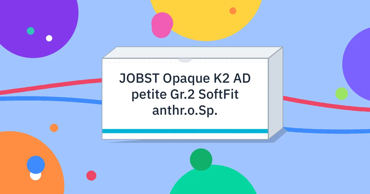 Symbolbild: Packung mit der Aufschrift JOBST Opaque K2 AD petite Gr.2 SoftFit anthr.o.Sp. (PZN 16279518) – Verfügbarkeit und Bezug in Apotheken in Frankfurt am Main