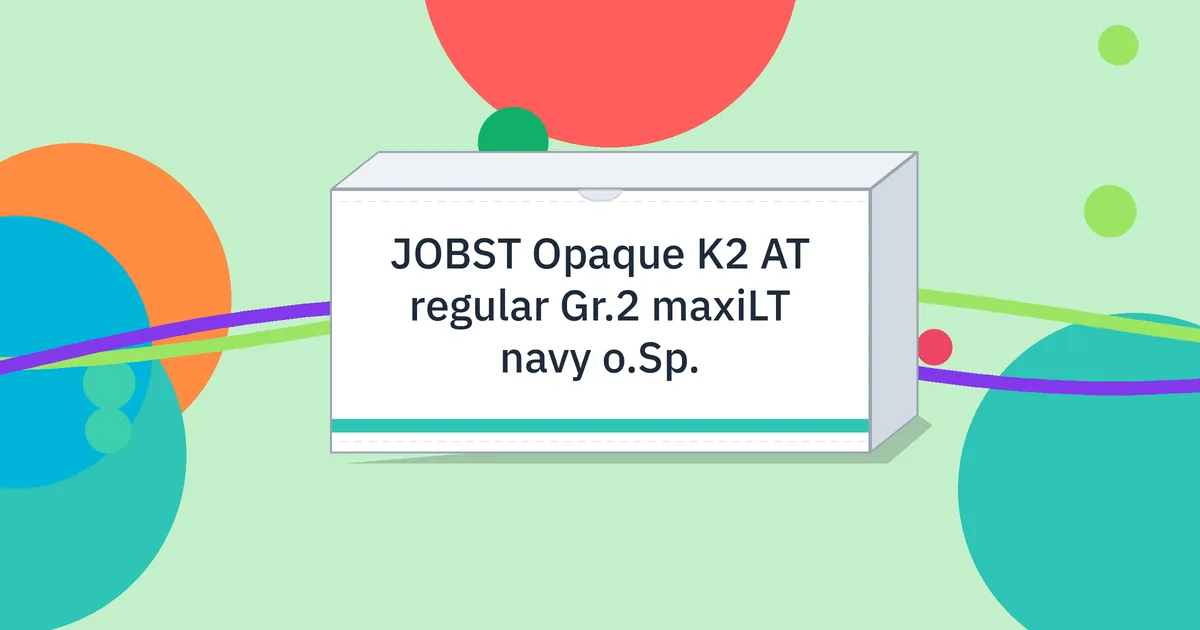 Symbolbild: Packung mit der Aufschrift JOBST Opaque K2 AT regular Gr.2 maxiLT navy o.Sp. (PZN 13121998) – Verfügbarkeit und Bezug in Apotheken in Frankfurt am Main
