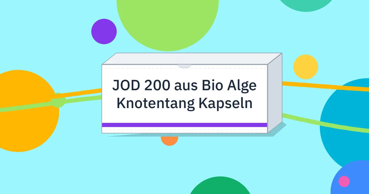 Symbolbild: Packung mit der Aufschrift JOD 200 aus Bio Alge Knotentang Kapseln (PZN 19505228) – Verfügbarkeit und Bezug in Apotheken in Frankfurt am Main