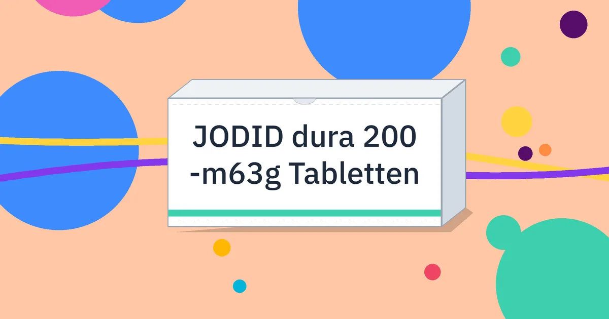 Symbolbild: Packung mit der Aufschrift JODID dura 200 -m63g Tabletten (PZN 03943676) – Verfügbarkeit und Bezug in Apotheken in Frankfurt am Main