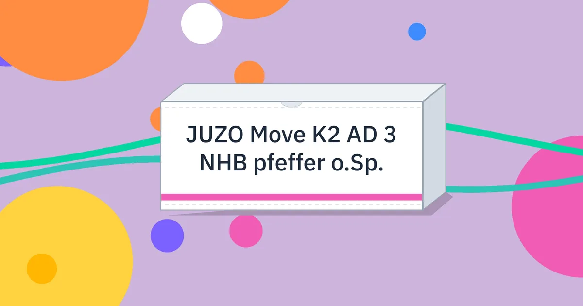 Symbolbild: Packung mit der Aufschrift JUZO Move K2 AD 3 NHB pfeffer o.Sp. (PZN 16341192) – Verfügbarkeit und Bezug in Apotheken in Frankfurt am Main