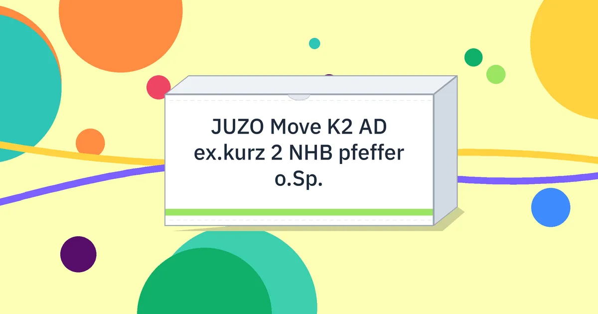 Symbolbild: Packung mit der Aufschrift JUZO Move K2 AD ex.kurz 2 NHB pfeffer o.Sp. (PZN 16341476) – Verfügbarkeit und Bezug in Apotheken in Frankfurt am Main