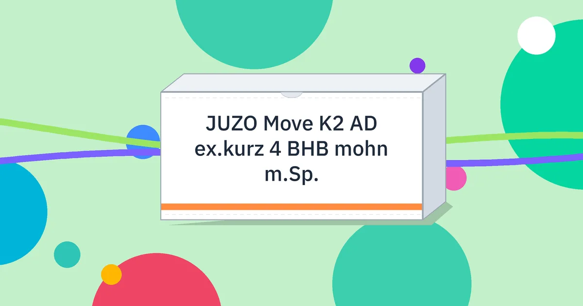 Symbolbild: Packung mit der Aufschrift JUZO Move K2 AD ex.kurz 4 BHB mohn m.Sp. (PZN 18542032) – Verfügbarkeit und Bezug in Apotheken in Frankfurt am Main