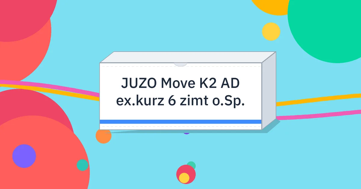 Symbolbild: Packung mit der Aufschrift JUZO Move K2 AD ex.kurz 6 zimt o.Sp. (PZN 18510517) – Verfügbarkeit und Bezug in Apotheken in Frankfurt am Main