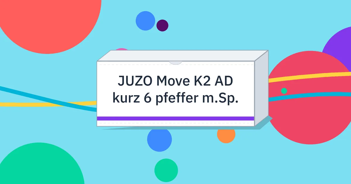 Symbolbild: Packung mit der Aufschrift JUZO Move K2 AD kurz 6 pfeffer m.Sp. (PZN 16340910) – Verfügbarkeit und Bezug in Apotheken in Frankfurt am Main