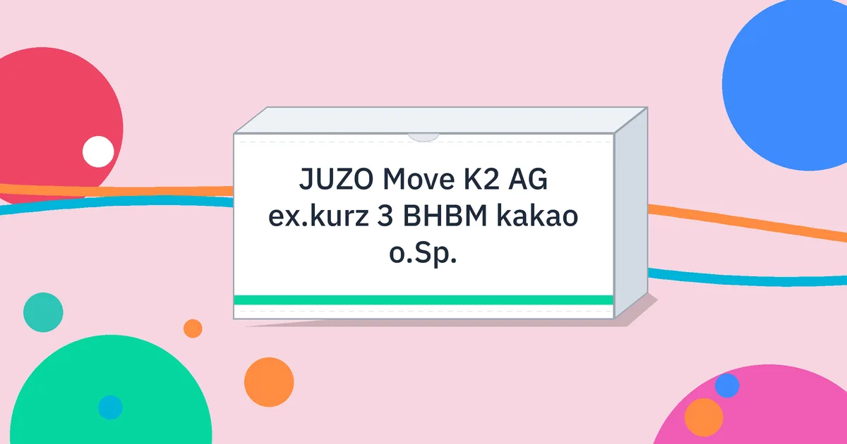 Symbolbild: Packung mit der Aufschrift JUZO Move K2 AG ex.kurz 3 BHBM kakao o.Sp. (PZN 18566251) – Verfügbarkeit und Bezug in Apotheken in Frankfurt am Main