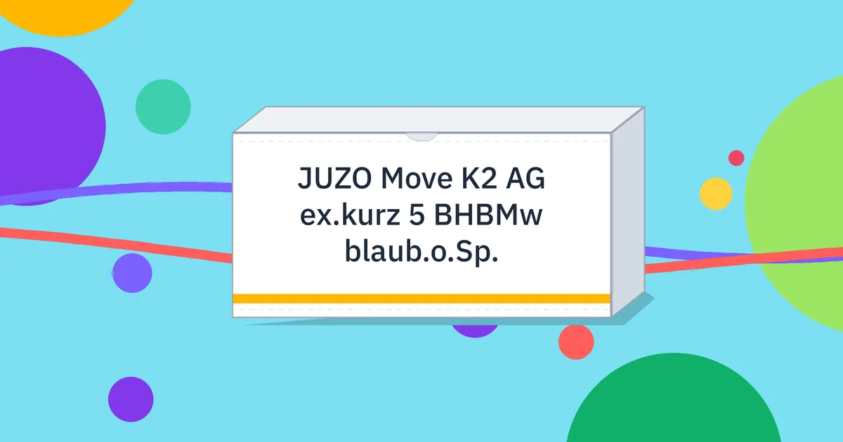 Symbolbild: Packung mit der Aufschrift JUZO Move K2 AG ex.kurz 5 BHBMw blaub.o.Sp. (PZN 18566334) – Verfügbarkeit und Bezug in Apotheken in Frankfurt am Main
