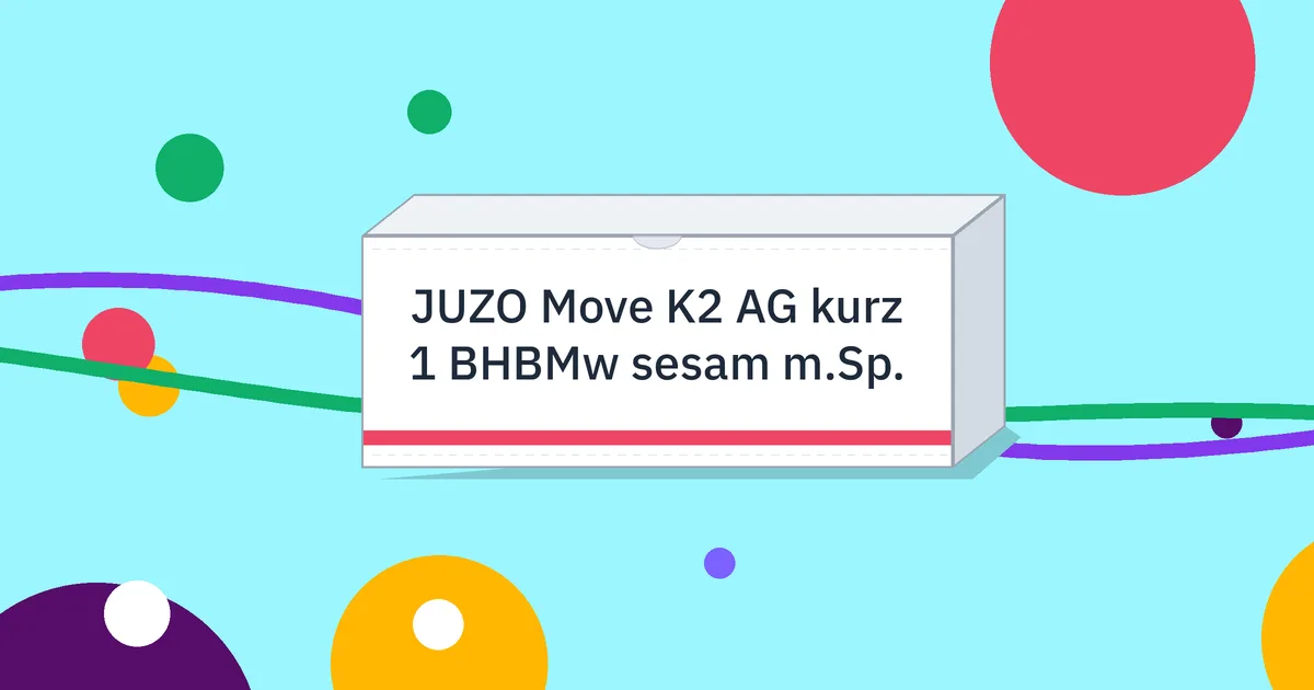Symbolbild: Packung mit der Aufschrift JUZO Move K2 AG kurz 1 BHBMw sesam m.Sp. (PZN 18528865) – Verfügbarkeit und Bezug in Apotheken in Frankfurt am Main