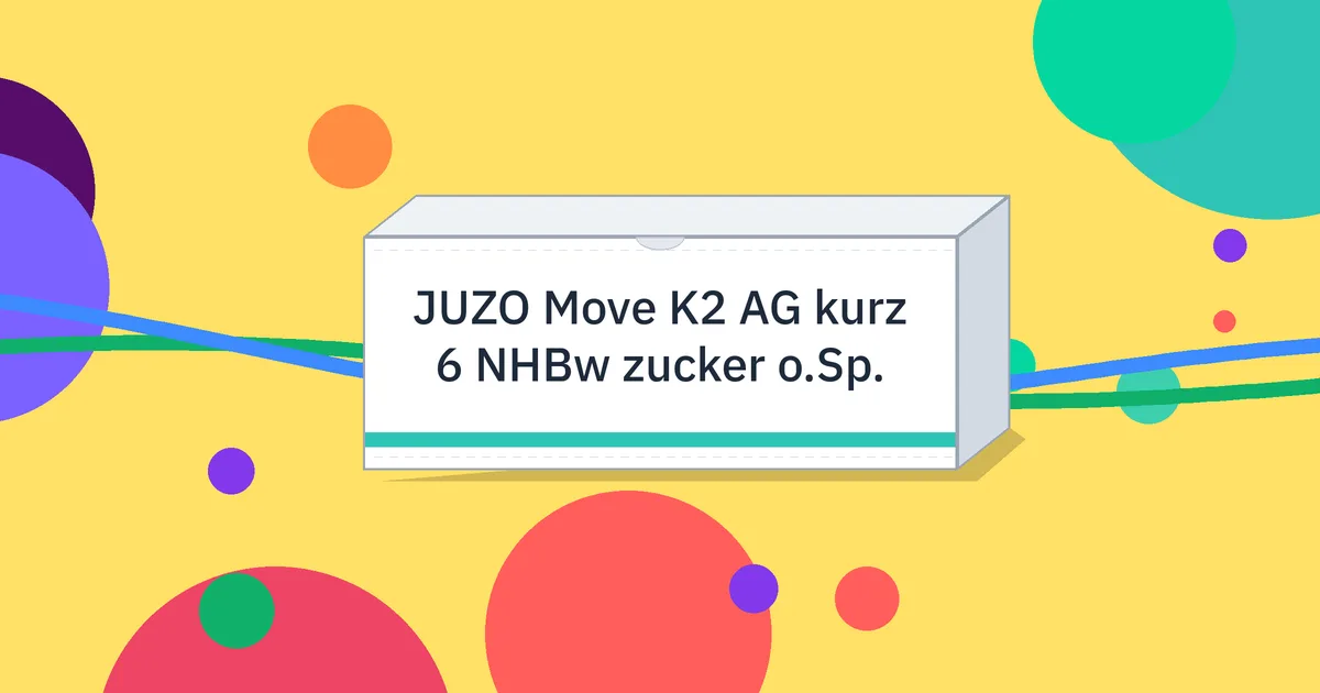 Symbolbild: Packung mit der Aufschrift JUZO Move K2 AG kurz 6 NHBw zucker o.Sp. (PZN 18528983) – Verfügbarkeit und Bezug in Apotheken in Frankfurt am Main