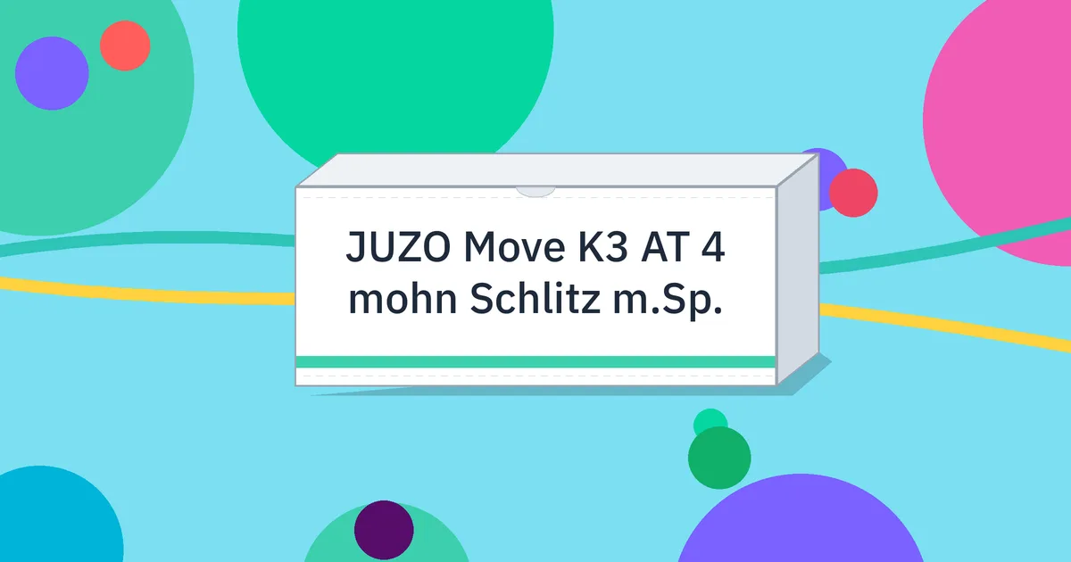 Symbolbild: Packung mit der Aufschrift JUZO Move K3 AT 4 mohn Schlitz m.Sp. (PZN 20678170) – Verfügbarkeit und Bezug in Apotheken in Frankfurt am Main